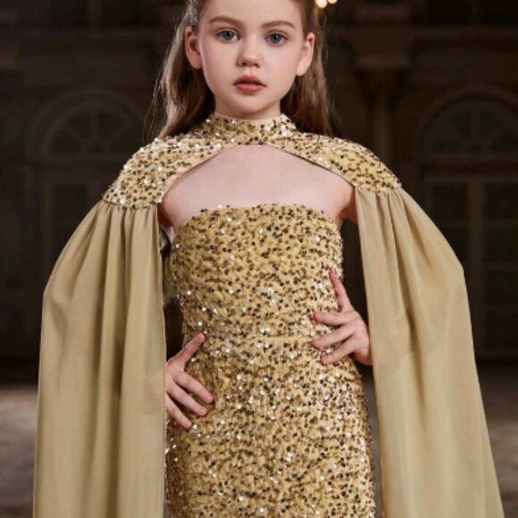 Alisa&Leo | Dresses | Gorgeous Champagne Gold Sparkly Sequin Gown For ...